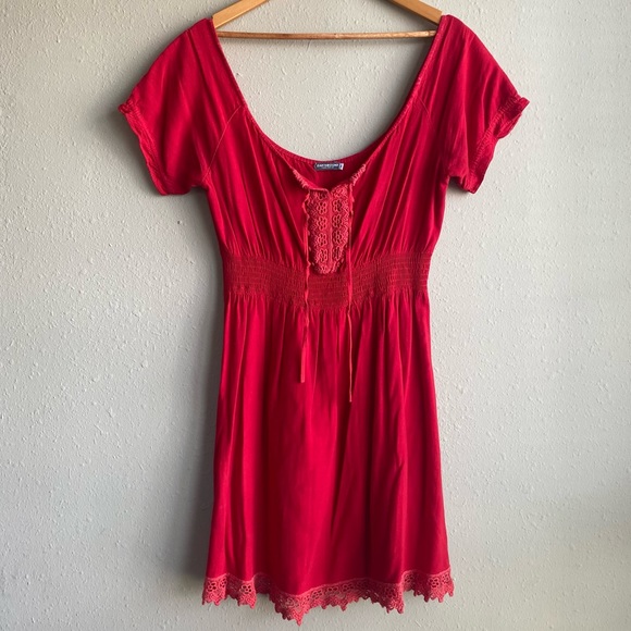 EARTHBOUND | Dresses | Earthbound Red Lace Cottagecore Peasant Dress ...